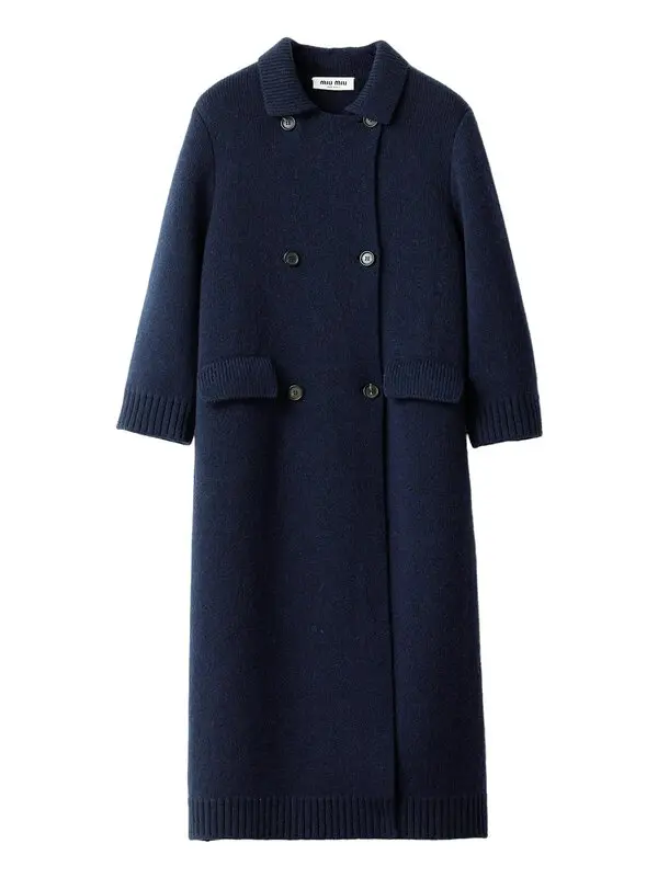 Miu Miu Shetland Wool Cardigan Coat - Navy