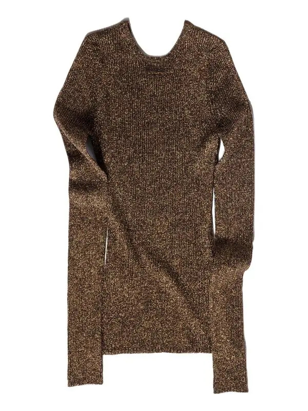 Miu Miu Lamé Crew-neck Sweater - Tobacco