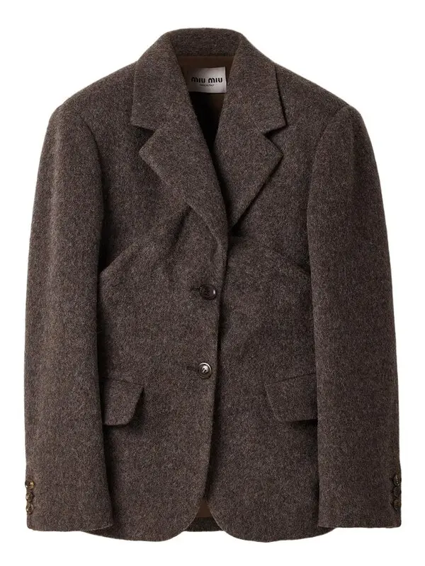 Miu Miu Single-breasted Shetland Wool Jacket - Ebony