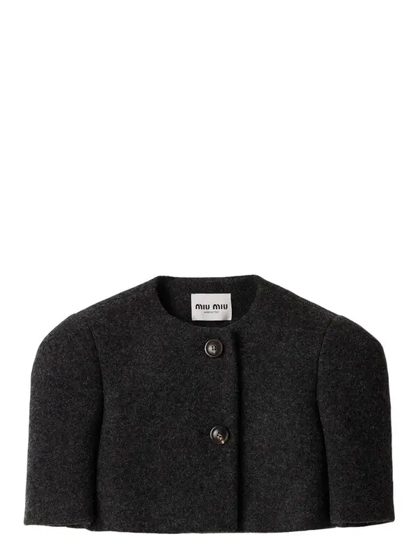 Miu Miu Light Shetland Wool Bolero Jacket - Anthracite Gray