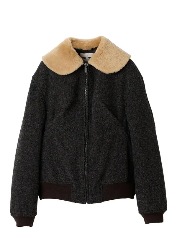 Miu Miu Shetland Wool Blouson Jacket - Anthracite Gray