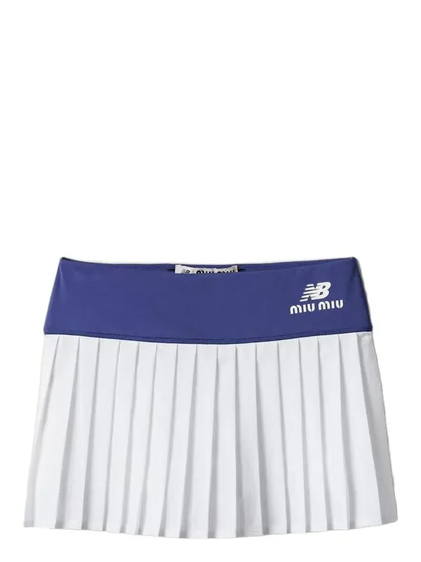 Miu Miu Stretch Technical Jersey Pleated Miniskirt - Royal Blue /white
