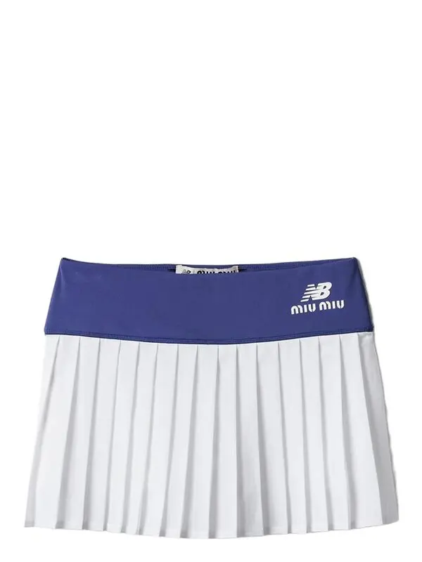 Miu Miu Stretch Technical Jersey Pleated Miniskirt - Royal Blue /white