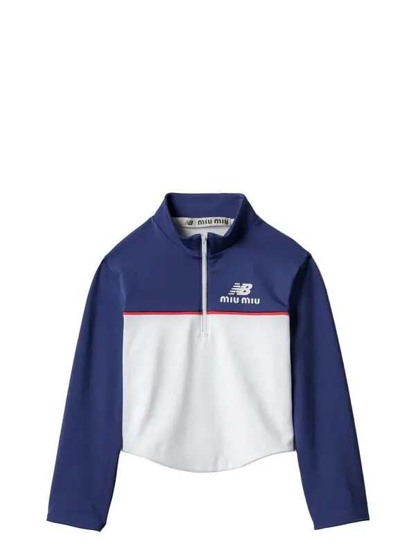 Miu Miu Stretch Technical Jersey Top - White/royal Blue/red