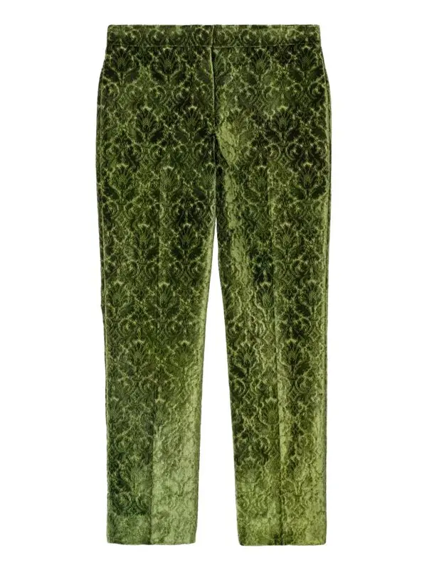 Burberry Damask-pattern Velvet Trousers - Green