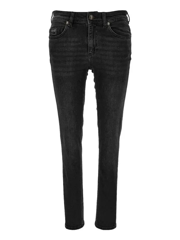 Versace Embroidered Logo Skinny Jeans - Black