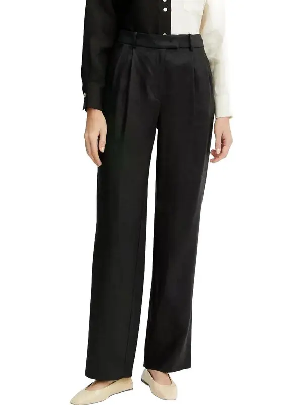 Luisa Spagnoli Pleated Linen Trousers - Black
