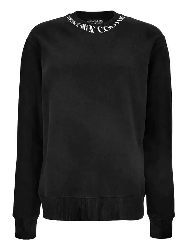 Versace Embroidered Crew-neck Sweatshirt - Black
