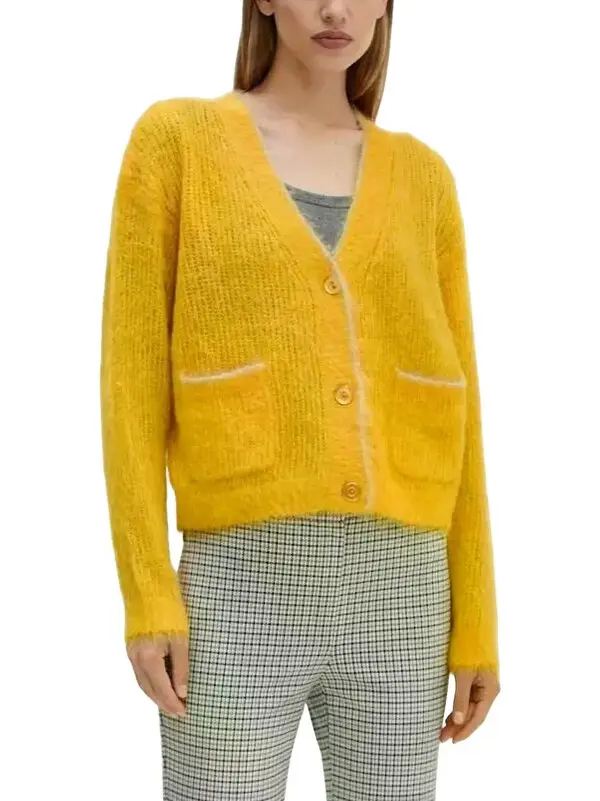 American Vintage Long-sleeve Button-front Cardigan - Yellow