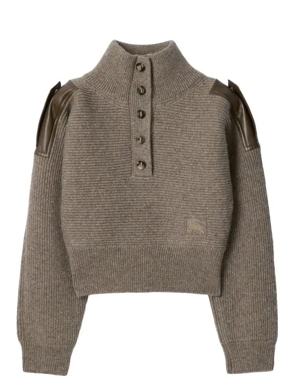 Burberry Wool Half-button Sweater - Beige Melange