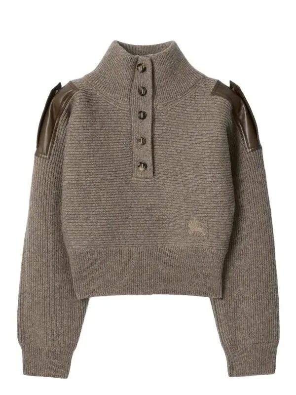 Burberry Wool Half-button Sweater - Beige Melange