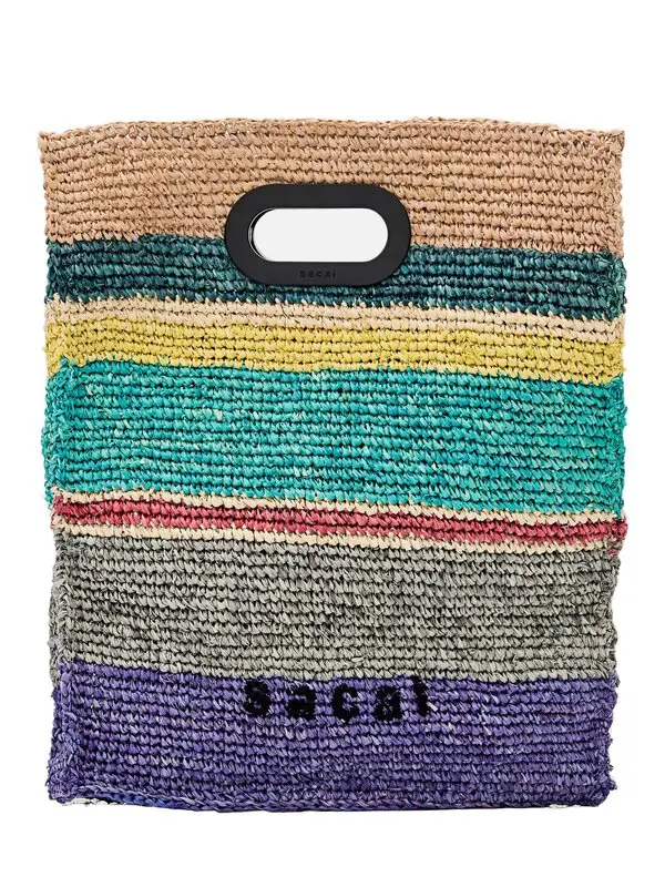 Sacai Medium Raffia Shopper Tote - Multicolor
