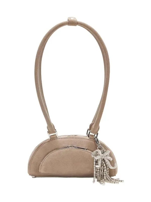 SELF-PORTRAIT Mini Suede Handbag - Grey