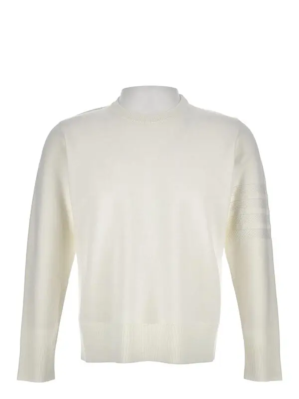Thom Browne Crew Neck Wool-blend Sweater - White
