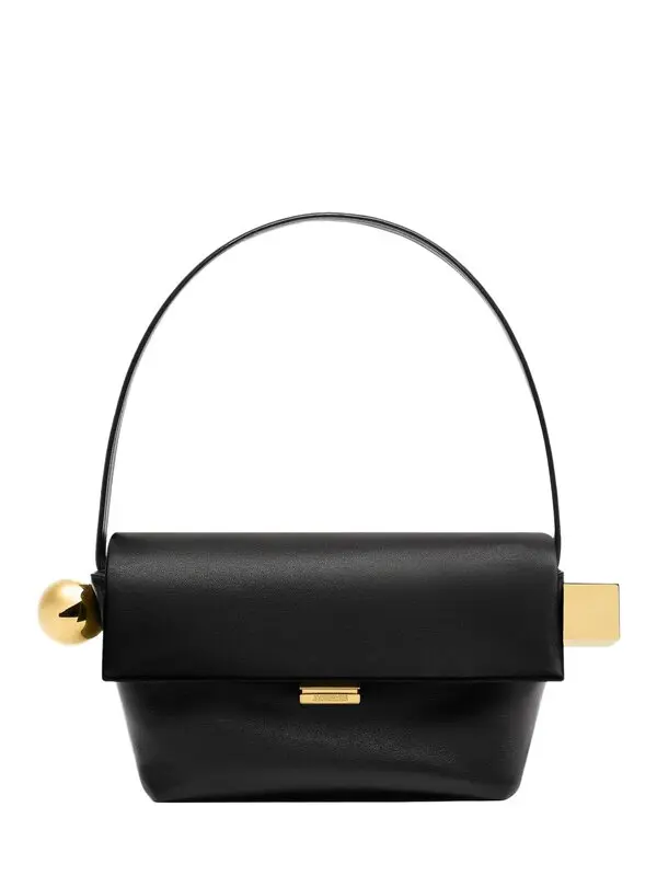 Jacquemus Le Rond Carré Leather Shoulder Bag - Black