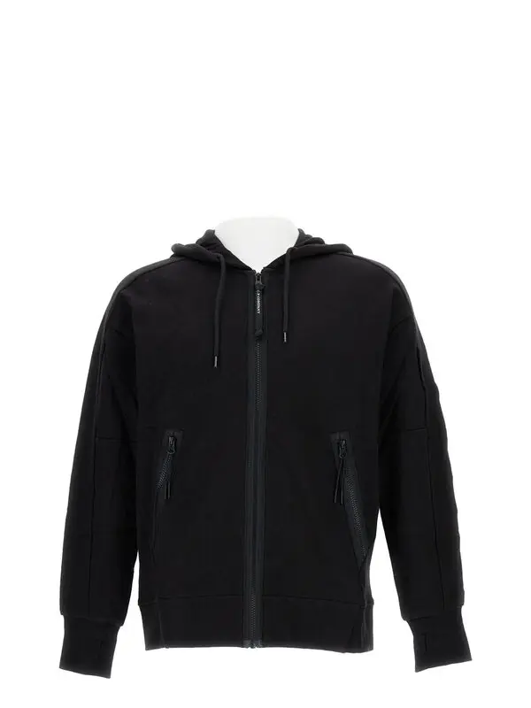 C.P. COMPANY Cotton Full Zip Hoodie - Black