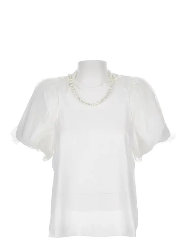 Simone Rocha T-shirt With Puff Sleeves And Tulle Overlay - White