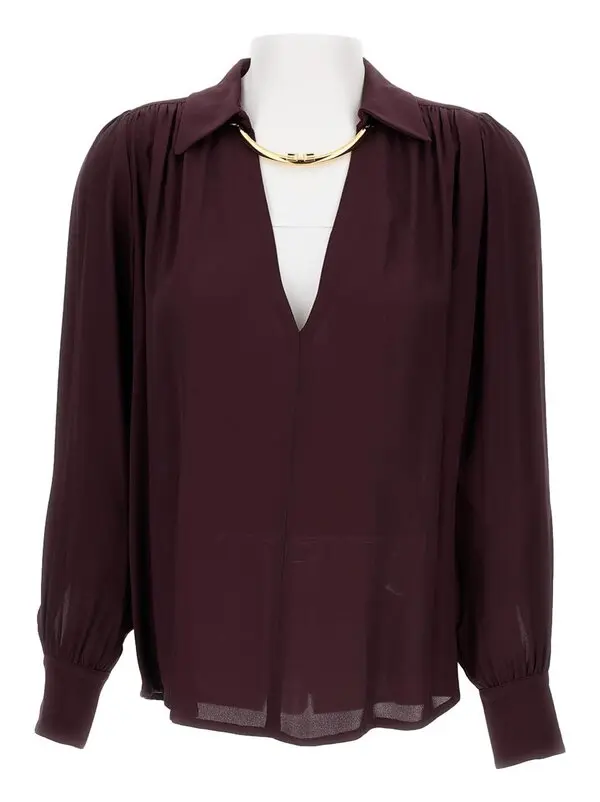 Elisabetta Franchi Viscose Shirt With Jewel Neckline - Red