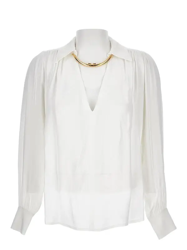 Elisabetta Franchi Loose Fit Viscose Shirt - White
