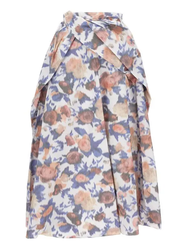 Erdem Floral Print Pleated Skirt - Rose