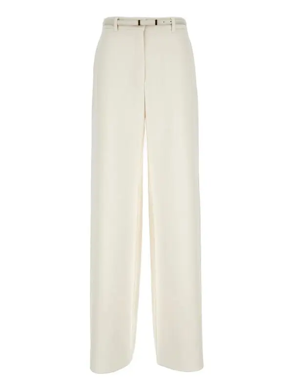 Max Mara Trousers With Leather Belt - White