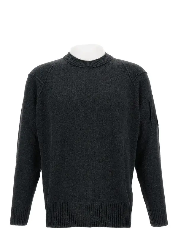 C.P. COMPANY Crewneck Sweater With Lens Detail - Grey