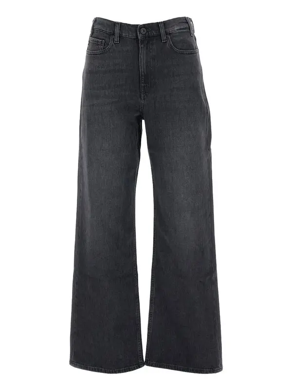 Ag Five-pocket Wide Leg Jeans - Black