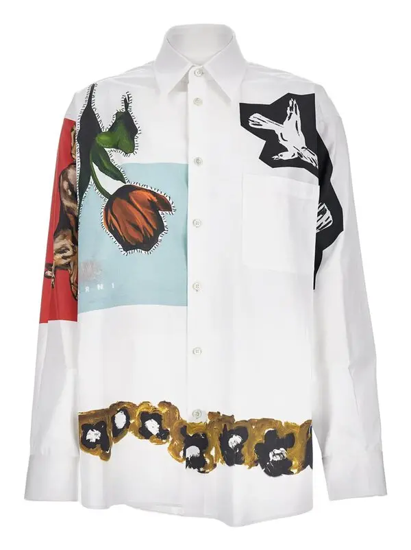Marni Printed Cotton Shirt - White