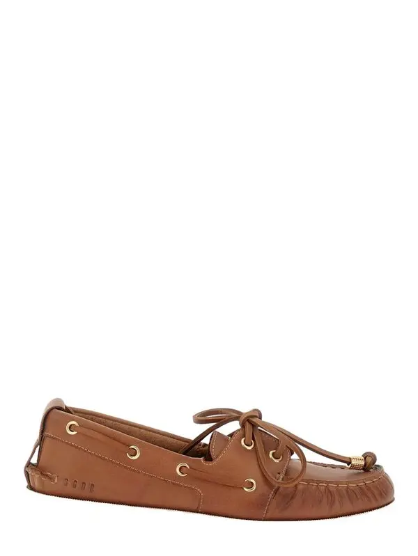 GOLDEN GOOSE Leather Boat Loafer - Brown