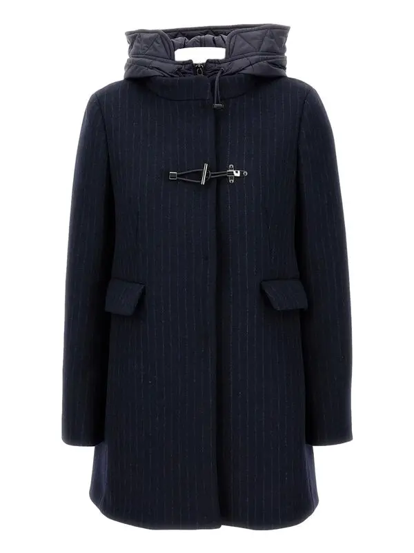 FAY Hooded Toggle Coat - Blue
