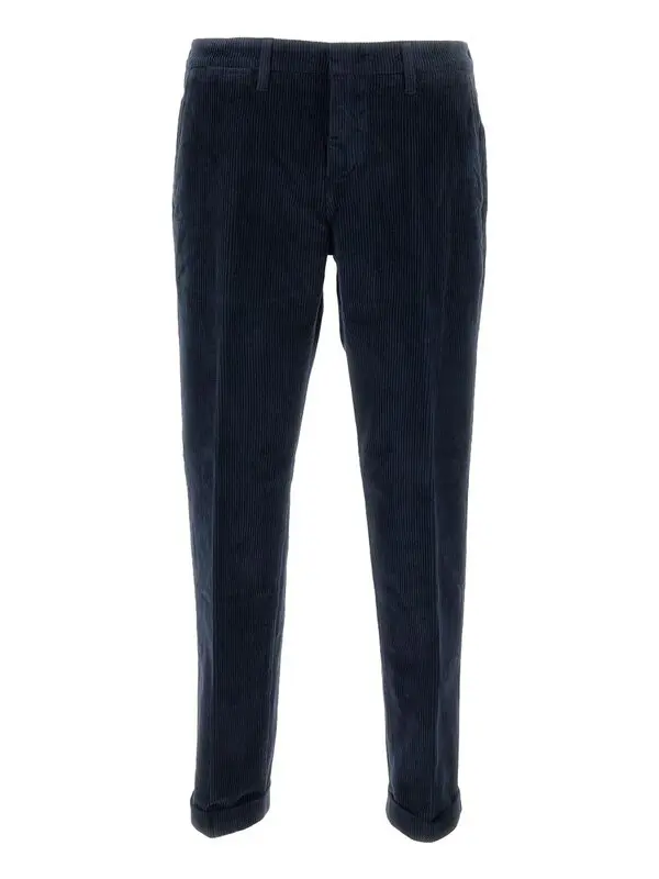 FAY Slim Capri Corduroy Pants - Blue