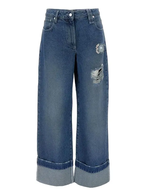 Simone Rocha Straight-leg Jeans With Beads - Blue