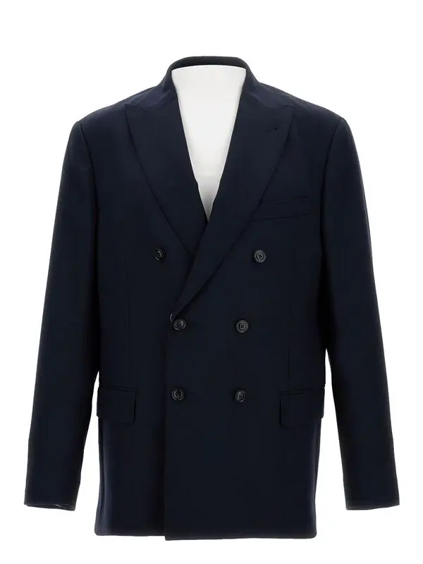 FAY Double-breasted Travel Wrinkle-resistant Blazer - Blue