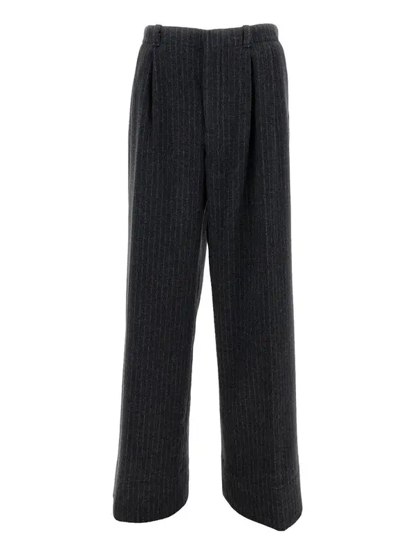 DURAZZI MILANO Pinstriped Wide-leg Trousers - Grey