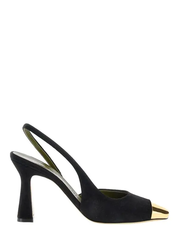 MARIA LUCA Eleonora Slingback With Gold Tip Detail - Black