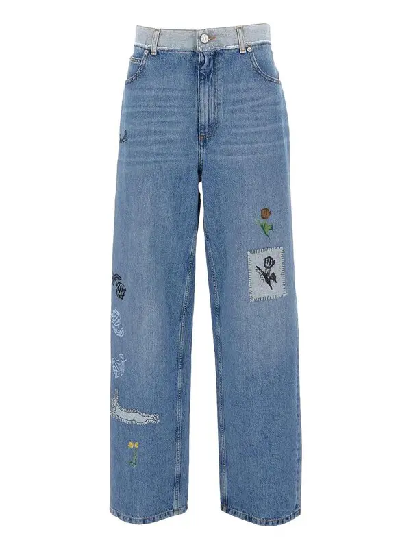 Marni Patch Denim Jeans - Sky Blue