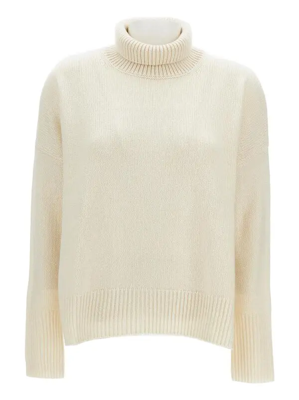 LISA YANG Wool Ribbed Turtleneck Sweater - White