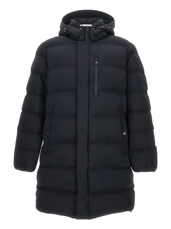Woolrich Long Coat With Hood - Black