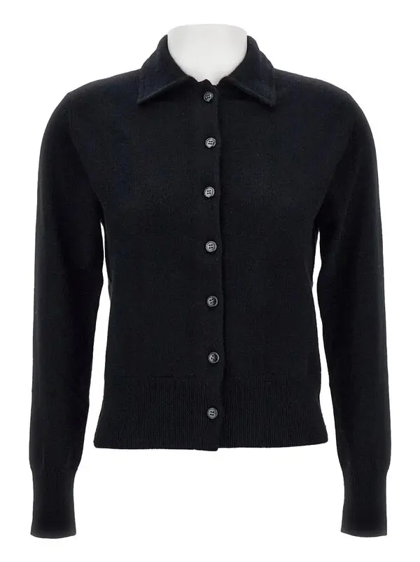 LISA YANG Collared Wool Cardigan - Black