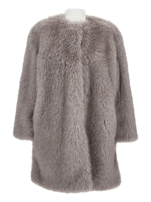 Max Mara Synthetic Fur Coat - Grey