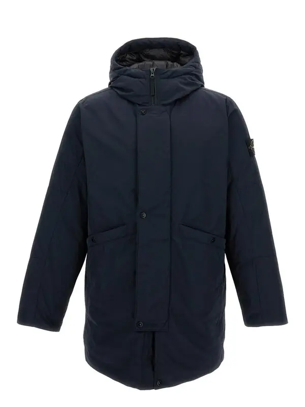Stone Island Padded Parka With Hood - Blue