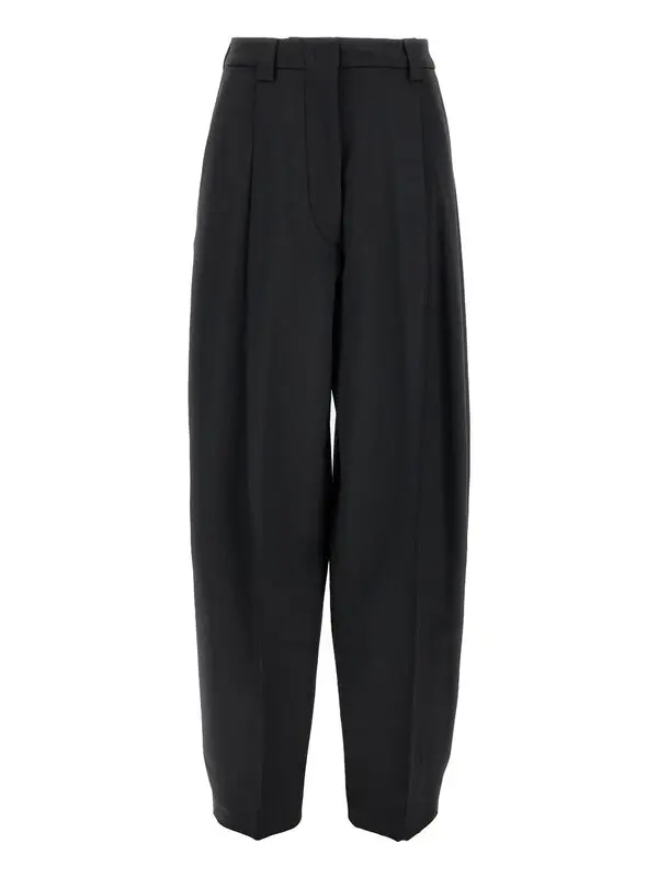 THELATEST Wool Blend Baggy Trousers - Black