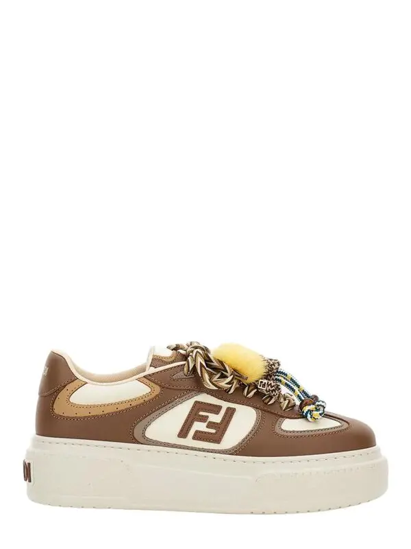 Fendi Charm Detail Sneakers - Brown