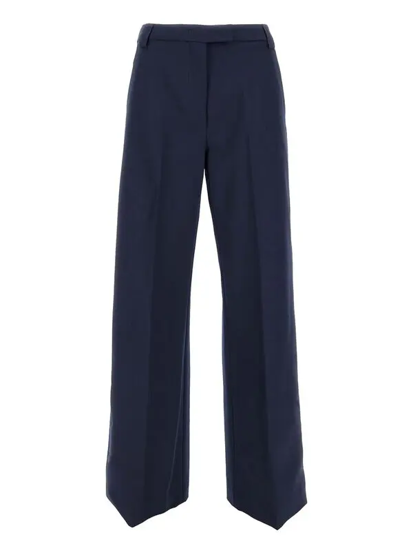 THELATEST Wool Blend Straight Leg Trousers - Blue