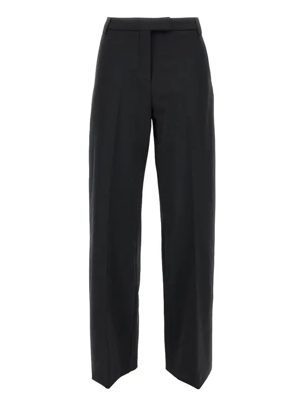 THELATEST Wool Blend Straight Leg Trousers - Black