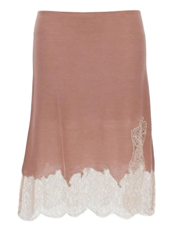 Fendi Knit Skirt With Lace And Tulle Inserts - Rose