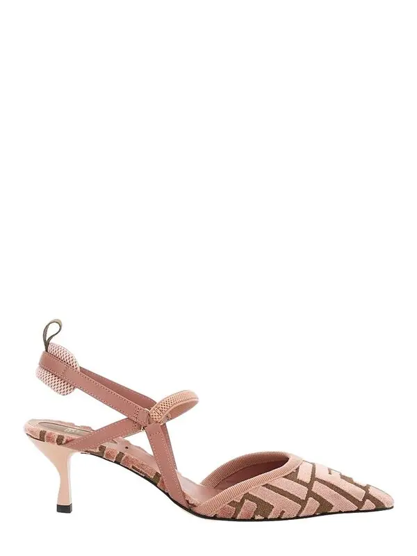 Fendi Ff Velvet Slingbacks - Rose