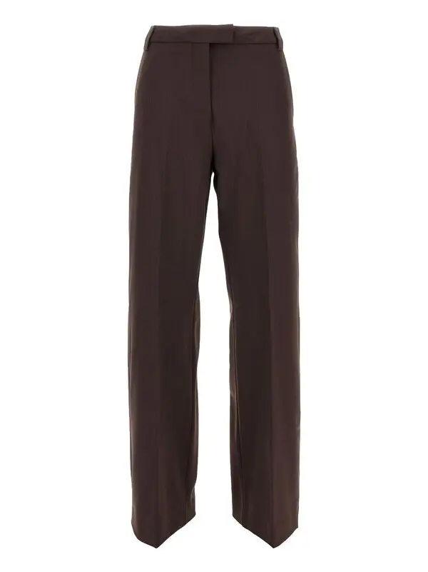 THELATEST Wool Blend Straight Leg Trousers - Brown