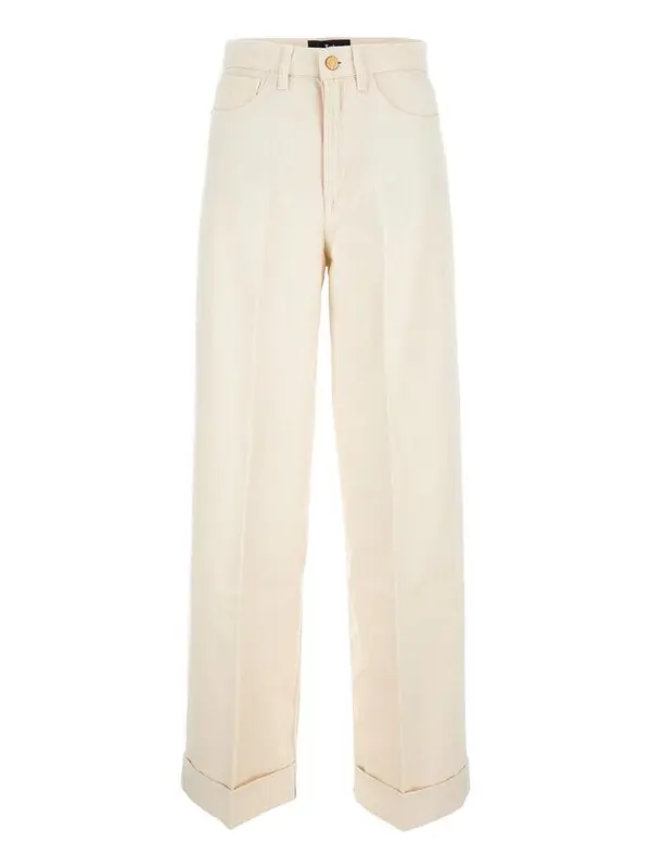 3x1 Wide-leg Palazzo Jeans With Cuffed Hem - White