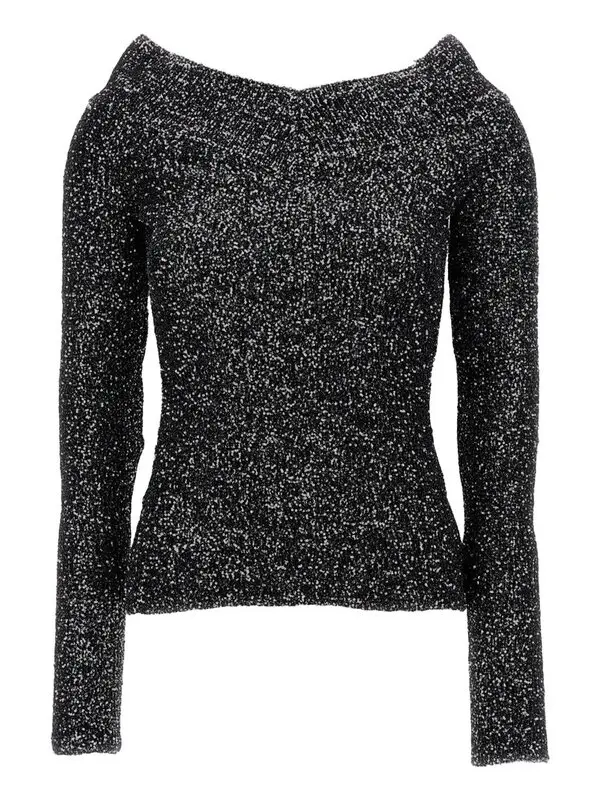 Stella McCartney Long Sleeve Sequined Top - Black